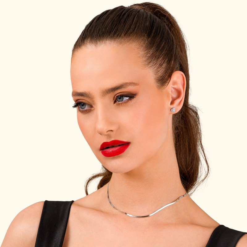 Coliere argint 925 Herringbone, lantisor plat, culoare argintie