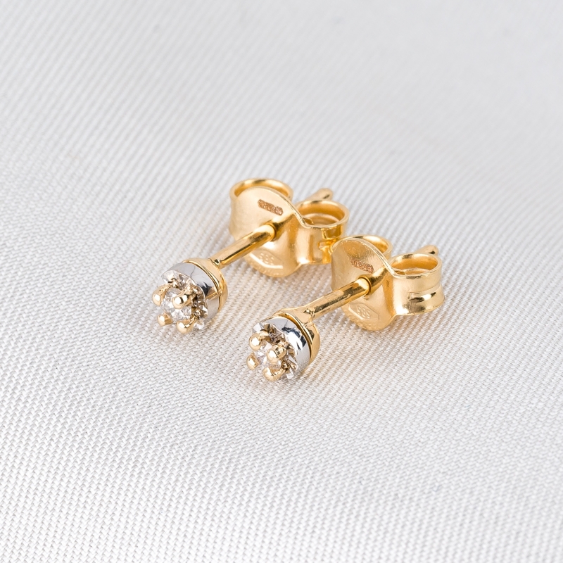 Cercei mici din aur 14K cu diamante New Touch pentru fete