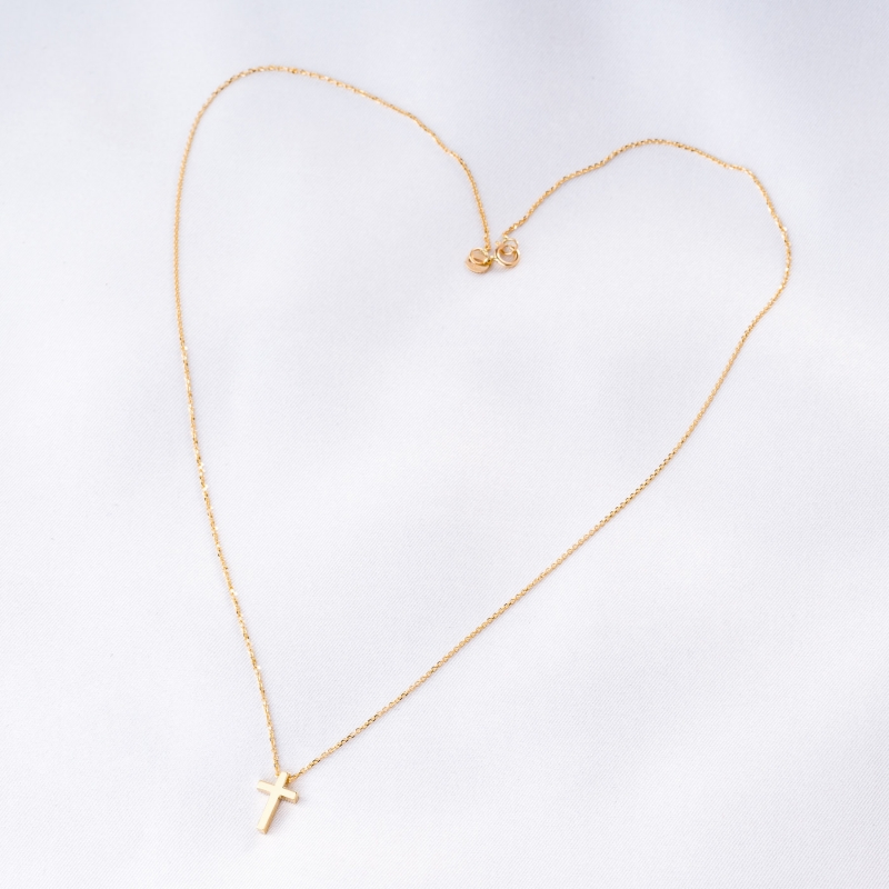 Colier aur 14K With Faith, lantisor aur cu cruce de aur
