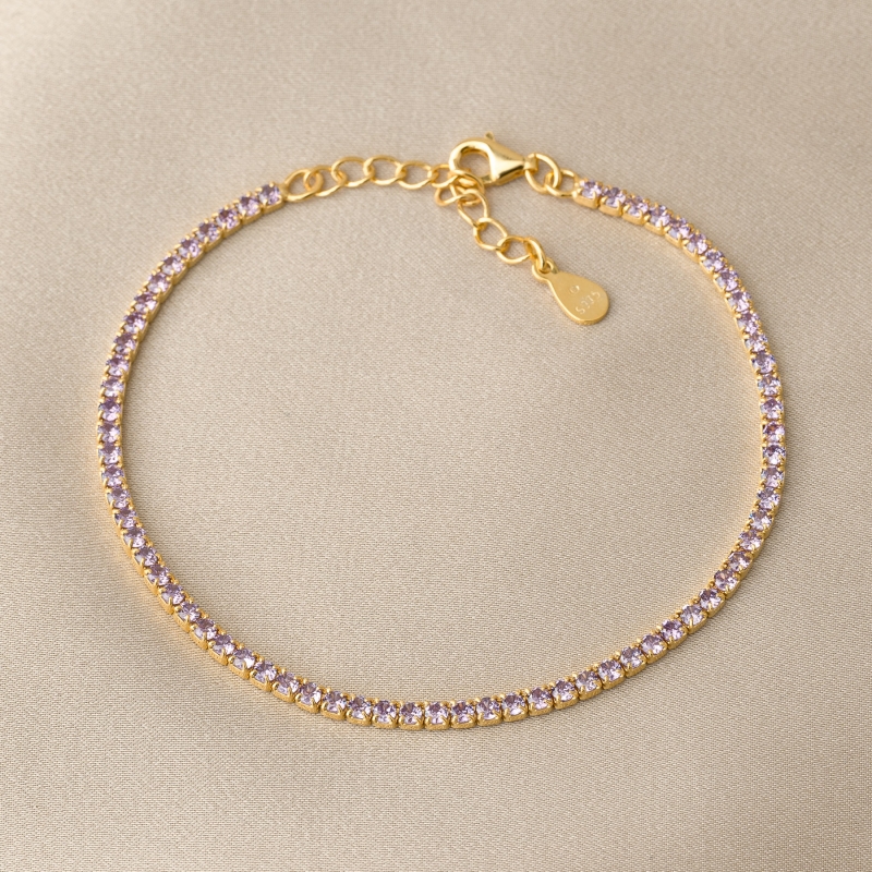 Bratari argint placate cu aur 14K Tennis Mauve zirconia 2.0