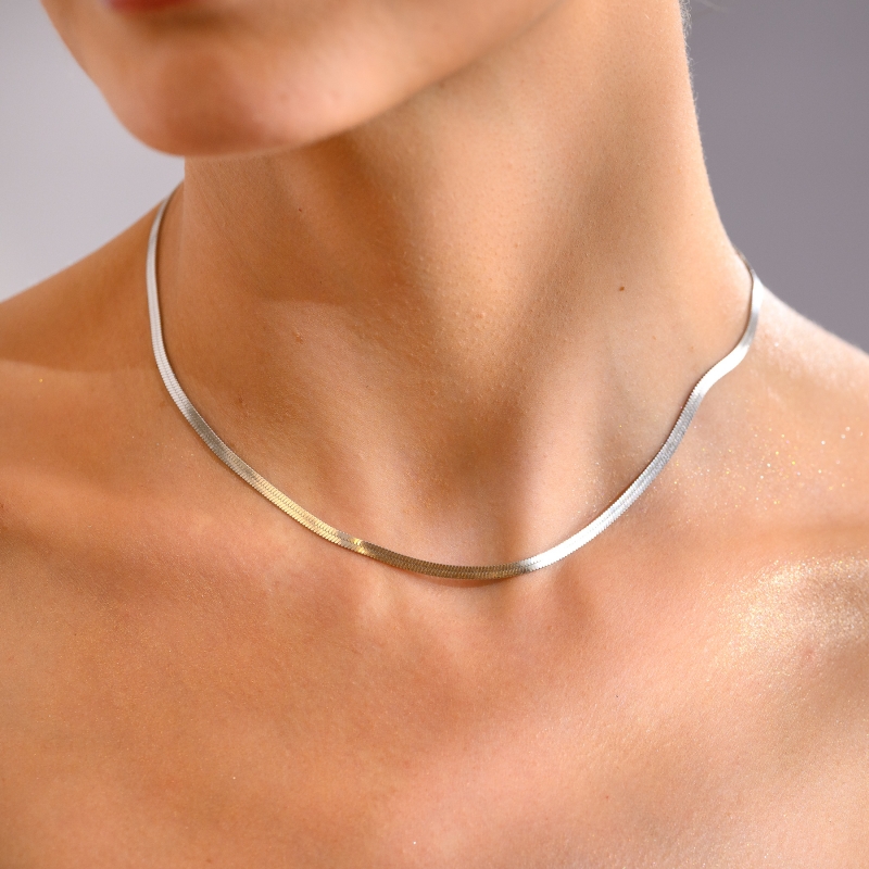 Choker argint 925, de calitate, More then Herringbone